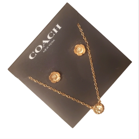 Coach | Jewelry | 45 Retail New Coach Earring And Necklace Set Flower ...